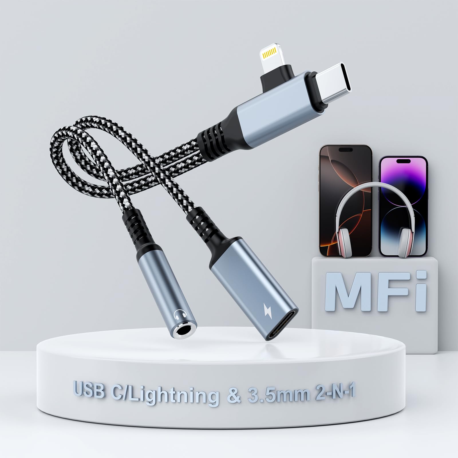 ・【2in1 イヤホン 変換アダプタ】このイヤホン 変換アダプタはLightningとUSB Cのデュアルポートを備えており、通常のヘッドフォンアダプターの2倍の互換性があるため、スマートフォン、タブレット、PS5、ノートパソコンのUSB ...