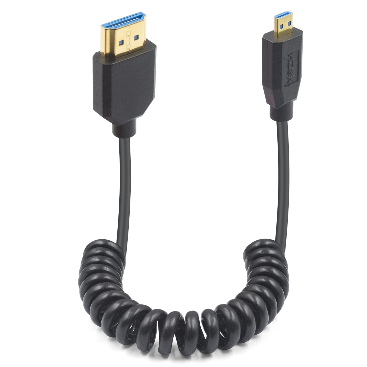 ・【8K Micro HDMI to HDMI 変換アダプター】： Micro HDMI to HDMIコイル状ケーブルは、非常に薄くて柔軟性の高いMicro HDMI 2.1ケーブル、外径: 4.0mm，双方向伝送をサポート。通常バージョ...