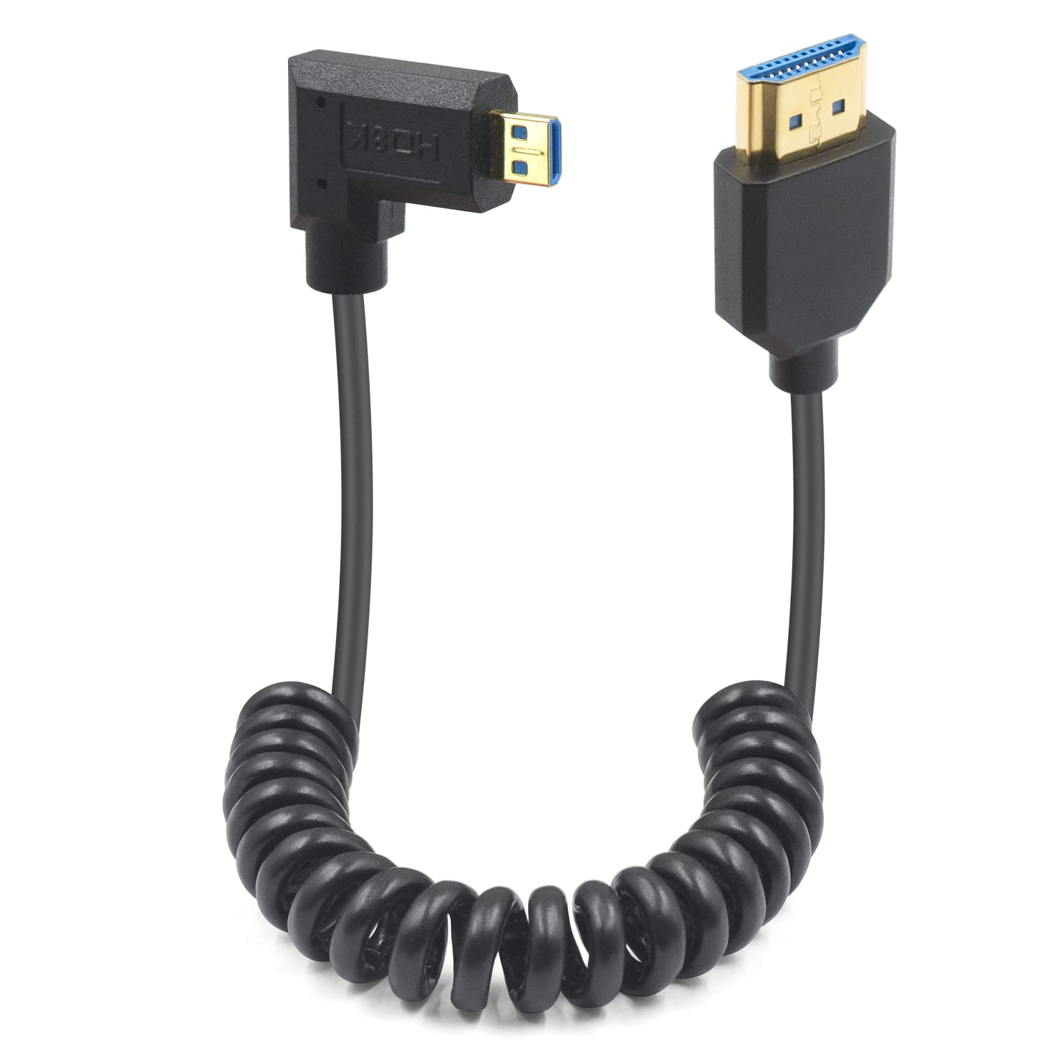 ・【8K Micro HDMI to HDMI 変換アダプター】： Micro HDMI to HDMIコイル状ケーブルは、非常に薄くて柔軟性の高いMicro HDMI 2.1ケーブル、外径: 4.0mm，双方向伝送をサポート。通常バージョ...