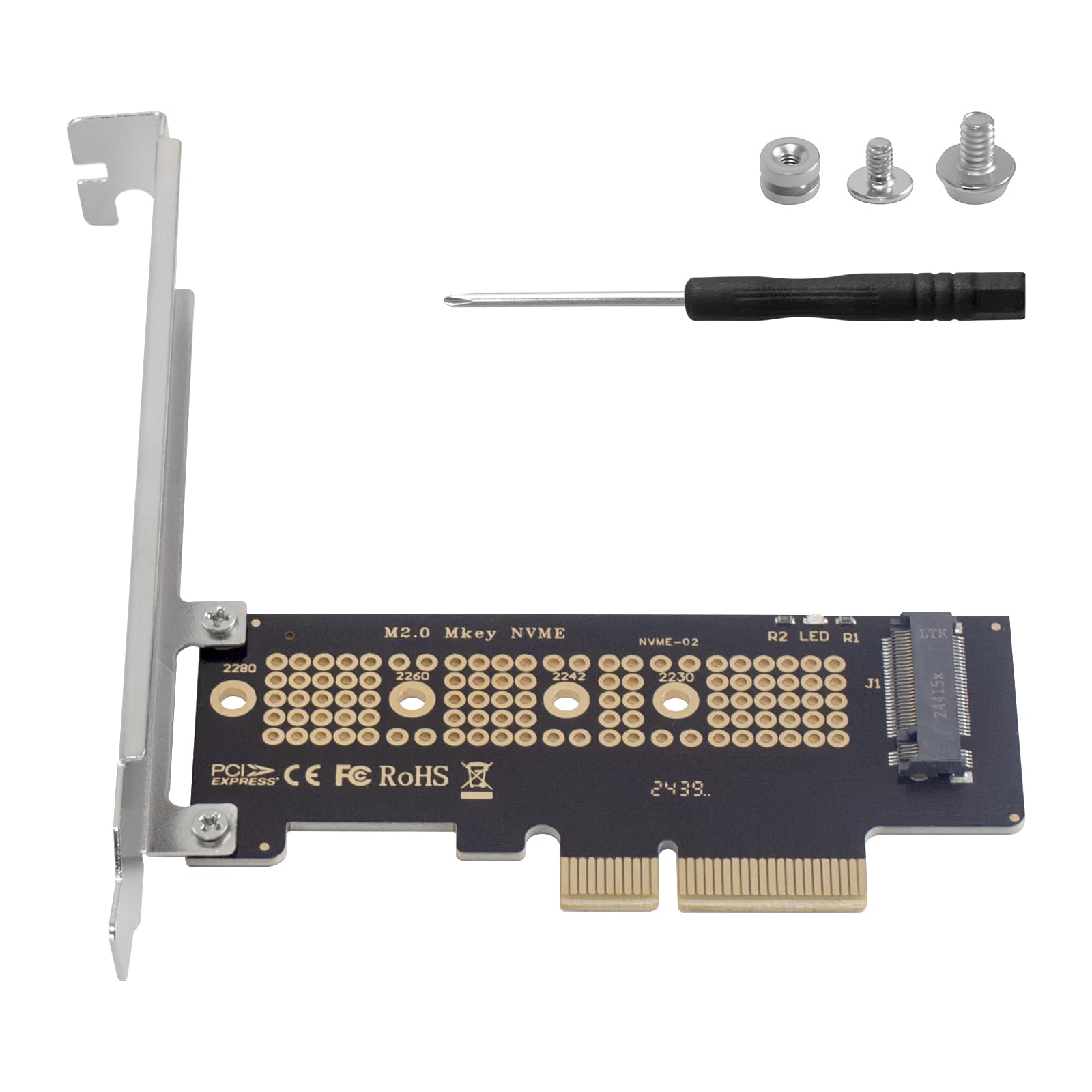 ・M.2NVMe to PCIe X4アダプタは、マザーボードのPCIE X4スロットをM.2 NVMe SSDを取り付けるためのM.2 Key Mスロットに変換します。・M.2 NVMe SSDの容量は無制限： 2230/2242/226...