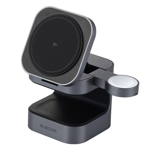 エレコム Qi2 充電器 ワイヤレス 15W 3in1 Apple Watch 認証モジュール付き スタンド型 ブラック EC-MS09BK iPhone・AirPods・Apple Watchを1台でまとめて充電できる、ワイヤレス充電器で...