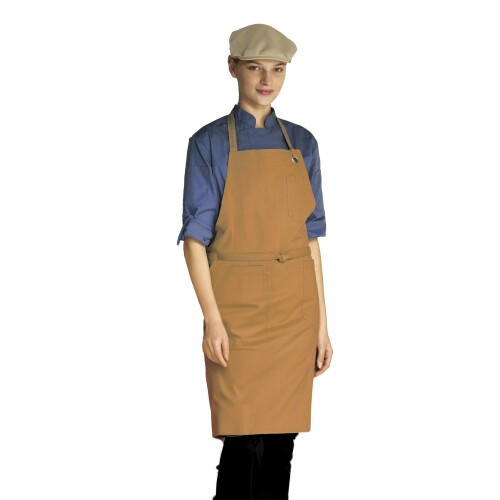 (アルベ) 胸当てエプロン 飲食 レストラン ホテル カフェ 綿100 天然綿花 ヴィンテージツイル モダンカラー 胸当て 首かけ エプロン T8614 C-84 キャメル フリーサイズ 全4色のナチュラルカラーでこなれた風合いのエプロン ...