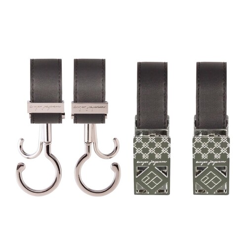 e.x.p.japon 2点セット バギーフック&ブランケットクリップ SV-合皮ブラック 360度回転式 ベビーカーフック ひざ掛けクリップ b-bco01 e.x.p.japonのバギーフック&ブランケットクリップの2点セット。ベビーカ...