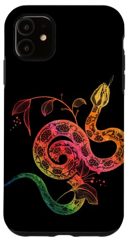 Python レインボー 蛇 爬虫類 蛇 スマホケース iPhone 11 用 蛇や爬虫類愛好家に感謝するこの虹色の蛇 python アートデザイン。 蛇が好きな人にはペットの蛇がいる人に最適です。 パイソンスネークレインボーシルエットアー...