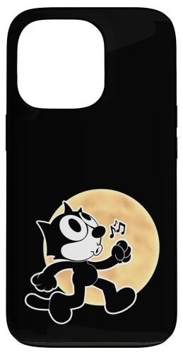 Felix Cartoon Whistling Music Notes Walking in Moonlight スマホケース iPhone 13 Pro 用 Felix Cartoon Cat Whistling and Walking ...