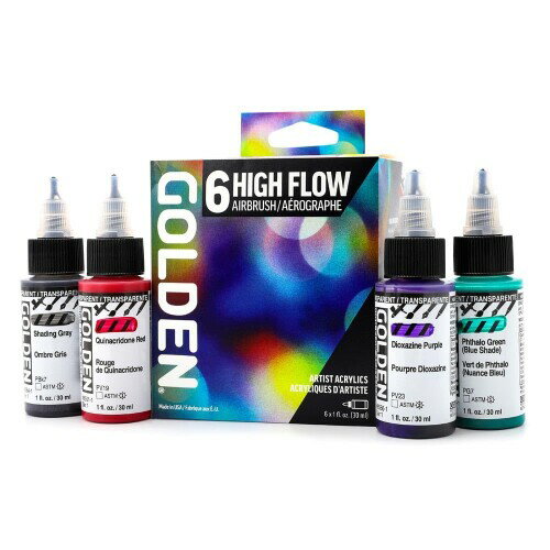 Golden Artist Colors Acrylic High Flow 949 30ml エアブラシ6色セット 13120949 30ml ボトル グラデーションやハイライトの表現に優れ、色の強弱をつけることができる透明色です。 商品...