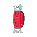 品番： WN13185RK品名： フルカラー医用埋込アース付ダブルコンセント(通電表示ランプ付)(赤)