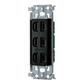 品番： WTL13033B品名： 埋込トリプルコンセント（金属枠付）(ブラック)