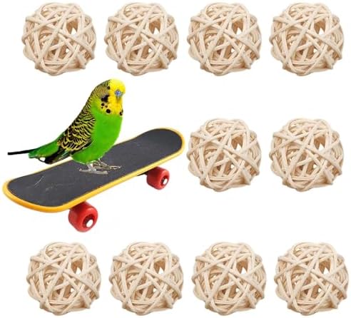 ペットのおもちゃには、ミニボール10個とミニスケートボードのセットが含まれています。床で遊んだり食べたりするのに適しており、ペットが退屈を防ぐのに役立ちます。鳥のくちばしの長さと鳥の爪の鋭さを改善し、歯を噛むのに適している籐ボールです。小中...