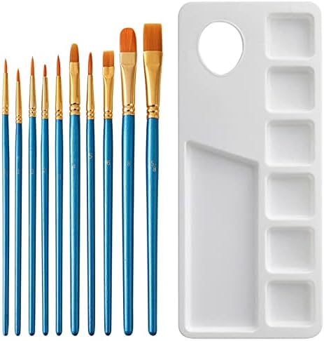 ペイントブラシ10本セット。異なる形状(ラウンド、フィルバート、フラット、ライナー/リガー)、異なるペイントブラシヘッドが利用され、極細から太筆まで揃っています。初心者からプロアーティストまでご利用いただけます。柔らかくて丈夫でお手入れしや...