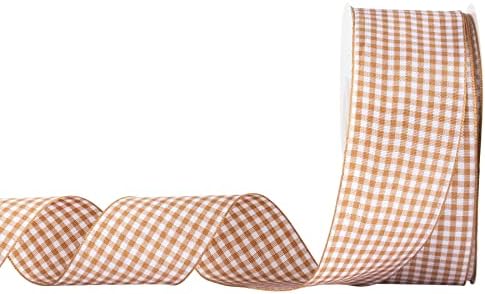 幅40mmのチェックタフタリボンは25ヤードのロールで、100%ポリエステル生地のリボンです。頑丈で耐久性があります。チェック柄のリボンは非常によくできており、密度の高い織り方で作られているため、縁が緩むことがありません。DIY作品や工芸品...