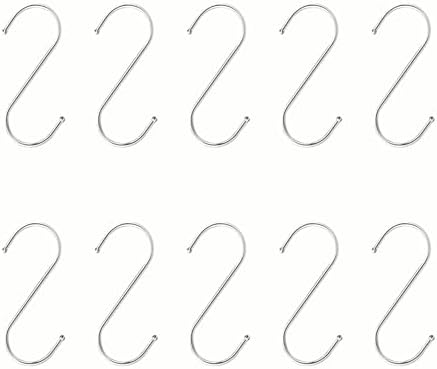 パッケージ内容：S字フック (10個, 銀色)。高荷重能力：厳選された材料を使用し、強靭で耐食性に優れたSフックです。フックのラインは滑らかで、構造がしっかりしており、傷がなく、高荷重能力を備えています。10kg前後の重量物に耐えることがで...
