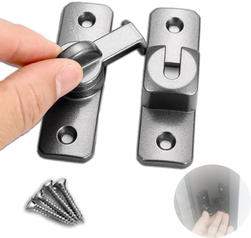 [セット内容] ドアロックフック付きドアバックル1個入り、ネジ4個付きます。 サイズ：約7.5cm×5.8cm、厚さ約3mm。 カラー：ブラック。必要に応じて選択できます。 [高品質な素材で安心感を提供] ドアロックは、高品質の亜鉛合金製で...