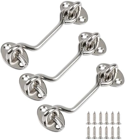 【仕様】 サイズ：10*3.6cm カラー：シルバー 内容：インチゲートラッチ*3、ネジ*12 【素材】 高品質ステンレス素材を採用し、頑丈でさびにくく、耐久性と耐磨耗性に優れています。 【使い方】 ドアロックはドアの穴にフック部分を引っ掛...