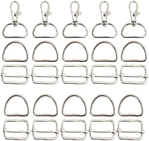 【パッケージ内容】 ナスカン*5個、Dリング*10個、アジャスターバックル*10個。 ストラップなどの長さ調整のパーツとしてご利用いただけます。 【素材】 フックは亜鉛合金製で、Dリングとプルタブは鉄製です。 ストラップなどのDIYクラフト...