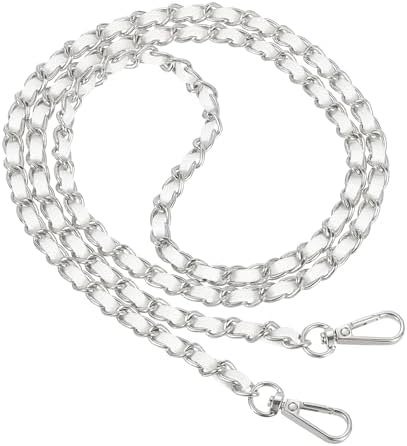 カラー：ホワイト＆シルバー 素材：金属＆PU チェーンサイズ：120 x 0.8 cm / 47.24 x 0.31インチ（長さ×幅） バックル長：3.9 cm / 1.54インチ シルバー仕上げと白いPUレザーのバッグチェーンストラップは...