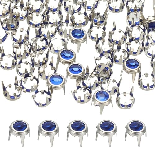 仕様： ラインストーンキャップ直径：6mm / 0.24インチ 総高さ：5mm / 0.2インチ カラー：ダークブルーシルバートーン 素材：銅 梱包リスト：ラインストーンスタッド70セット 利点： 1. ラインストーンクローリベットは、耐久...