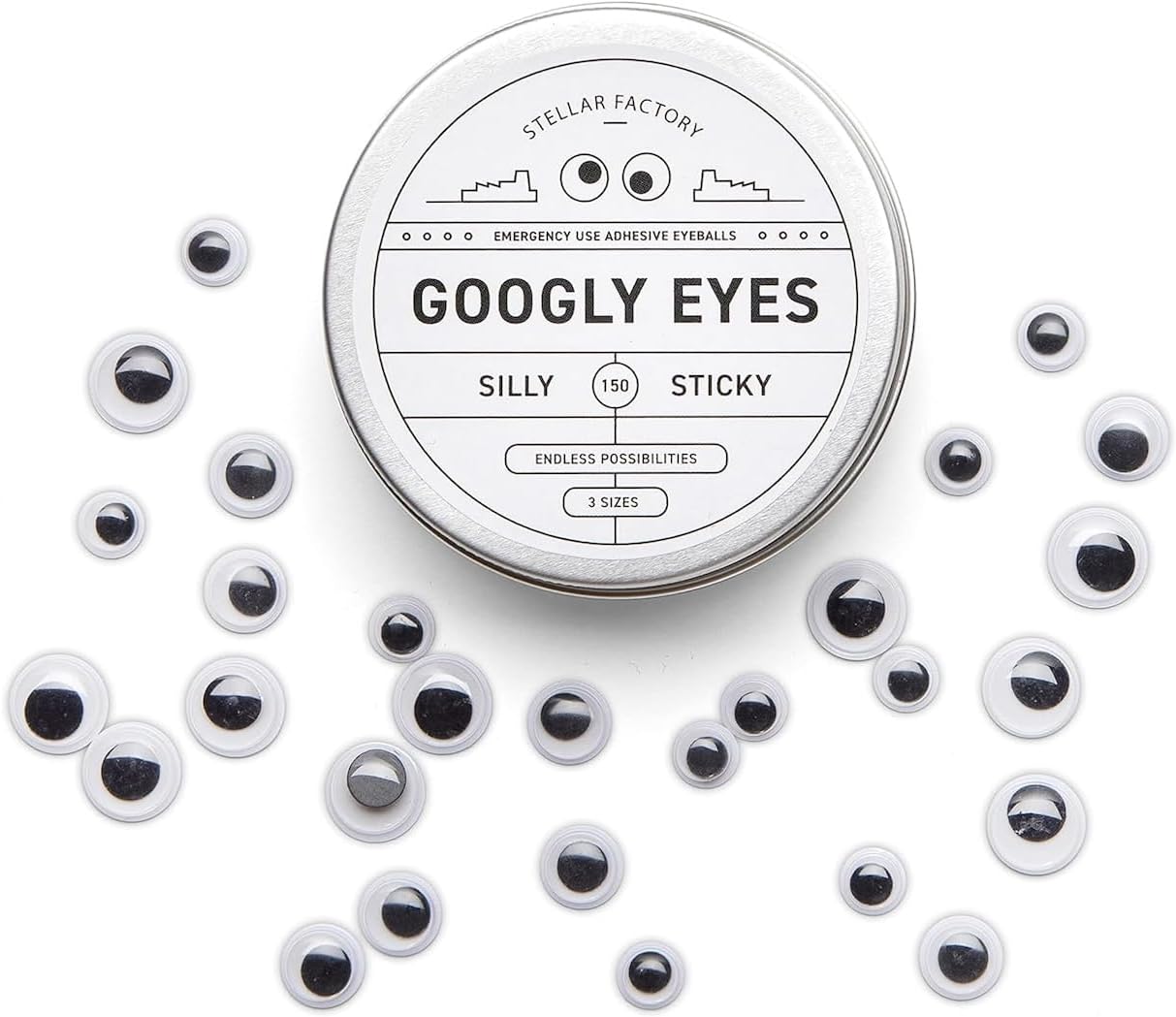 動く目玉シール 150個セット 粘着式・3サイズアソート（8mm / 10mm / 12mm） ■ 商品の特長 ・ 生命を吹き込む： ぬいぐるみや人形制作はもちろん、インテリアの置物に貼るだけで、まるで生き物のような表情に！ ・ 便利な粘着...