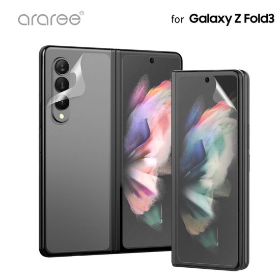 arareeの「PURE SKIN CLEAR」は、Galaxy Z Fold3のデバイス前・後面保護用の半透明フィルムです。デバイス表面への傷や指紋付着を防止し、本体を美しく保ちます。 AR23478GZFD3 ●デバイスの前面と背面を保...