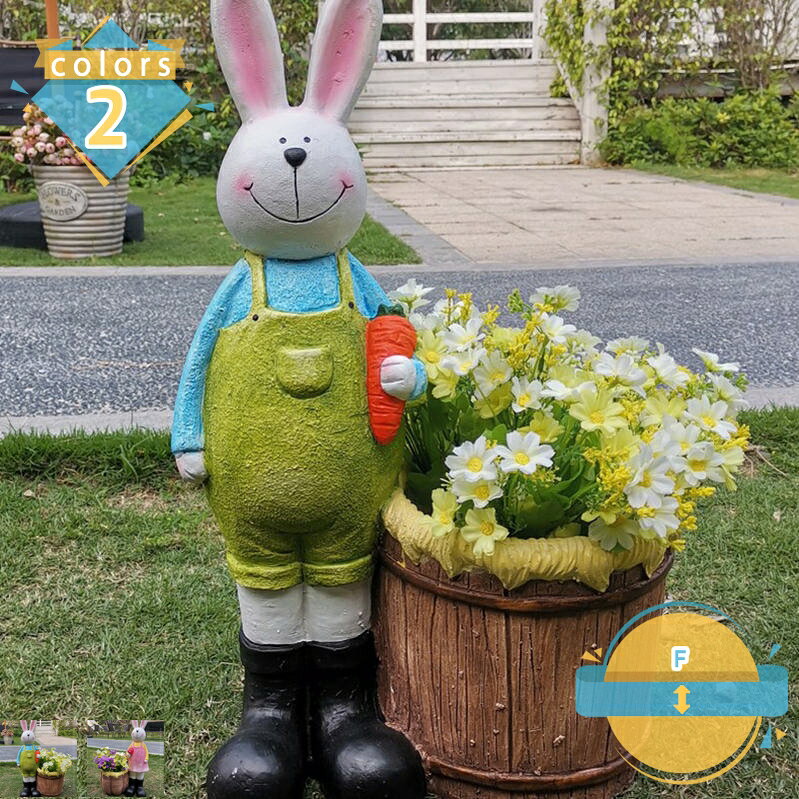 メイン素材：レジン★柔らかな色合いがかわいい置物。（植物は商品には含まれません）★防水・日焼け止め、色が褪せるのを防ぎます、屋外装飾に適しています。★庭に直接置いても草木や花の影にならないくらいの大きさです。★すべて手作業にて採寸を行ってお...