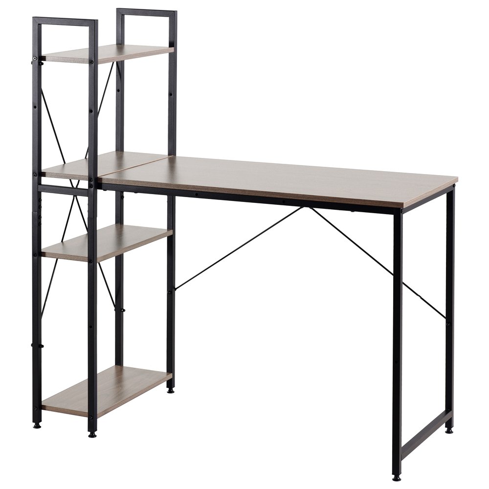【人気商品】パソコンデスク ラック付き 調整可能　デスク ワークデスク 木製 学習デスク?Product Features1.【木目の立体感までを再現した美しい木目模様天板】なめらかな手触り天板は高級感といい肌触りが兼ね備える上、水や汚れに...