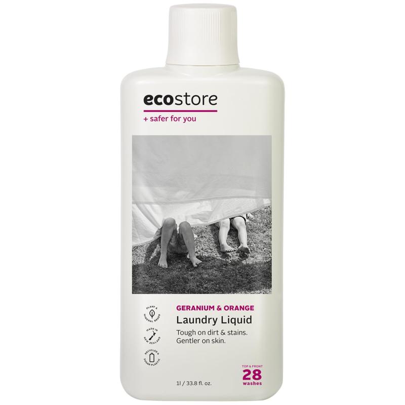 ecostore(エコストア) ランドリーリキッド ゼラニウム&amp;オレンジ 1L 洗濯洗剤 洗剤 液体 植物由来 肌にやさしい衣類に優しいのはもちろん、汚れ落ちもスッキリで毎日のお洗濯がストレスフリーに毎日の汗や皮脂汚れをしっかり落と...