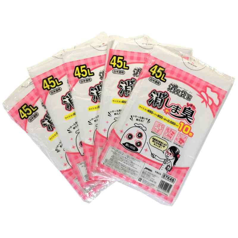 ジャパックス 消臭袋 白 半透明 45L 横65×縦80cm 厚さ0.02mm 気になる臭いをキャッチする ゴミ袋 -45 10枚入5個セット本体サイズ・・・約65×約80×0.02mm素材・原材料・・・HD+LNR生産国:ベトナム