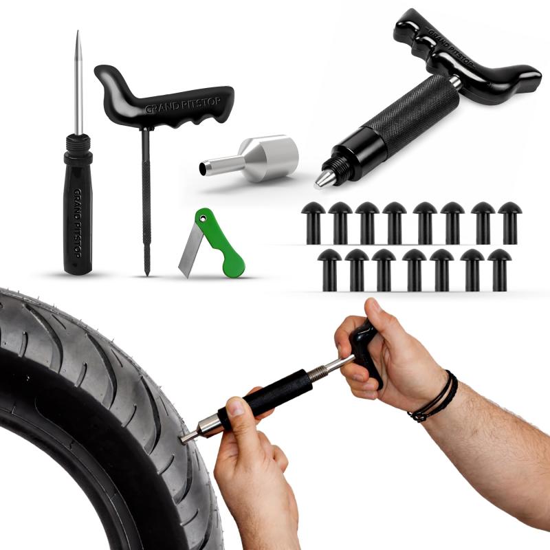 20 Pcs Tubeless Tire Puncte Repair Kit with Mushroom Plug for Tyre Punctes and Flats on Cars, Motorcycles, ATV, Trucks &...
