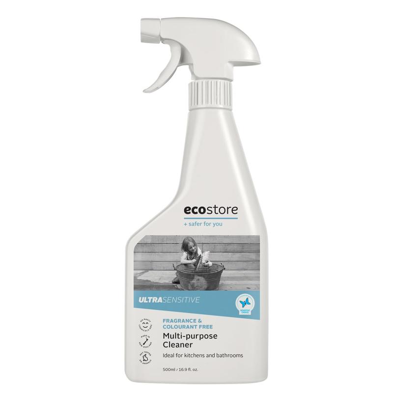 ecostore(エコストア) マルチクリーナースプレー 無香料 500ml 多目的用 洗剤キッチンのカウンター、食卓、床、かべなど、家中のお掃除に役立ちます。無香料でよりお肌にやさしいセンシティブシリーズ。内容量:500ml