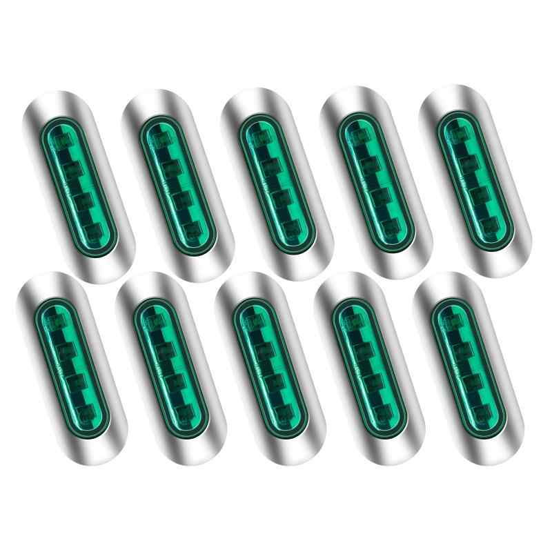サイドマーカーランプ 4連LED 12V 24V 黄 車幅灯 リアサイドライト 信号灯 トラック トレーラー バス 汎用 マークランプ (10, グリーン)高品質・耐久性――高品質素材、安全で信頼性があり、丈夫で長持ちします。より長い使用寿...