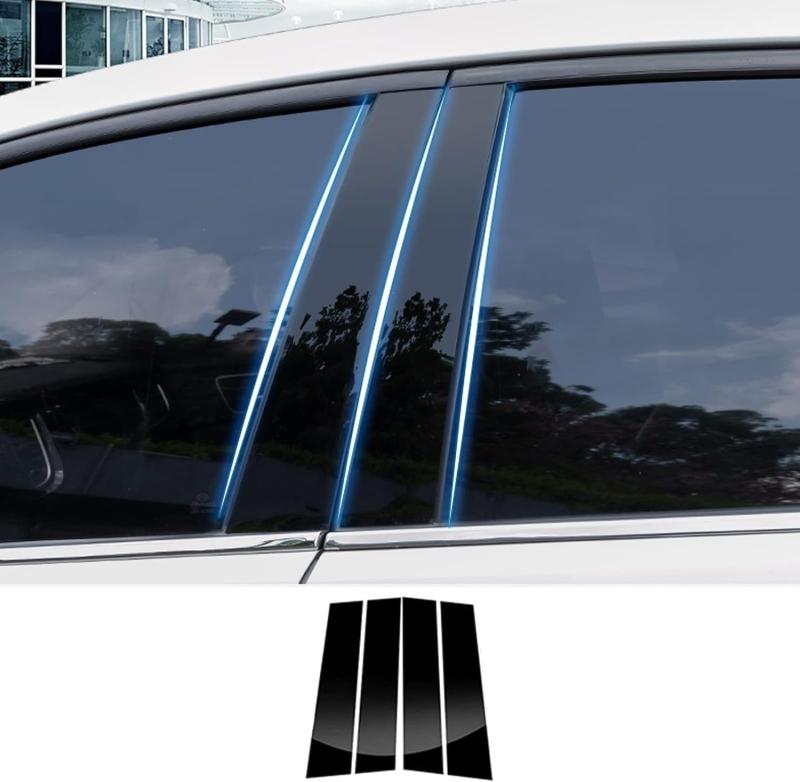 適合 スズキ スペーシア SCIA MK53S（2017年12月～2023年11月） ピラーガーニッシュ Bピラー 純正サイドバイザー 保護カバー 4点セット (ピアノブラック)適合車種スズキ スペーシア SCIA MK53S（2017年1...