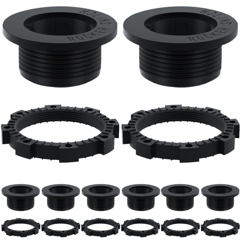 8 個 20 ミリメートル/0.8 インチブラックラウンドロッカースイッチシェル取付パネル防水防塵プラスチックキャップロッカートグルスイッチ海洋自動車 RV 車トラック用仕様，:材質:プラスチック。 色：黒、形状：円形、ネジ径：20mm/0...