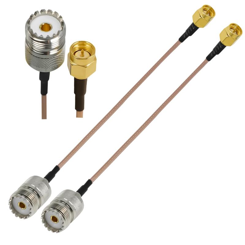 2本RG316 SMAオスM型UHF PL259ピグテール同軸ケーブル、低損失6インチ(15cm)SO239メス-SMAオスジャンパーケーブル、CBラジオ延長ケーブル、CBラジオ、FPVドローン、アンテナ用ケーブルタイプ：6インチ（15cm...