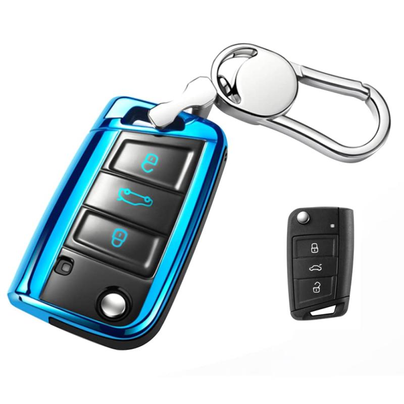 フォルクスワーゲン キーケース VW車用 スマートキーケース キーカバー 手触りいい TPUアクキーカバー 専用設計 キーホルダー ゴルフ/ポロ/パサート/ジェッタ/シロッコ 適用キーケース 汚れ セット内容：VW 専用スマートキーケース×...