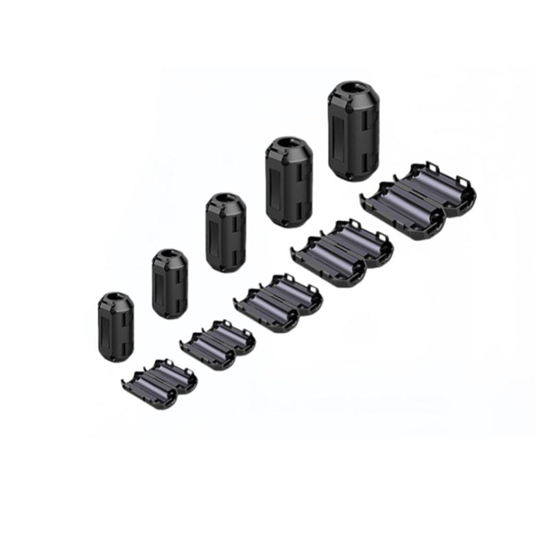 フェライトコア 内径Φ3.5mm, Φ5mm, Φ7mm, Φ9mm,Φ13mm 10個セットの 耐干渉磁気リング高周波円形遮蔽干渉器消磁リングスナップ式フィルタ遮蔽カバー（ブラック）商品仕様内径：Φ3.5 mm*2個、Φ5 mm*2個、Φ...