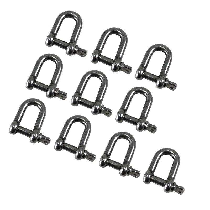 (R) シャックル ステンレス 10点セット 荷重400kg D形シャックル 吊り フック 8mm (M8, 10個入り)耐荷重：約400kg。素材：304ステンレス鋼、高い強度と硬さ、耐摩耗性と耐食性が持っています。Dシャックル：濡れた状...