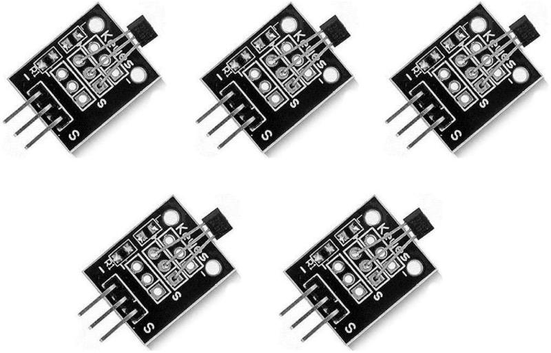 5pcs ホール効果KY-003磁気センサーモジュールDC 5V Arduino PIC AVRスマートカー用ホール効果原理を用いたホールスイッチ集積回路回路の磁気感受性を製造する半導体集積回路技術の使用その入力磁気誘導強度の場合、出力はデ...