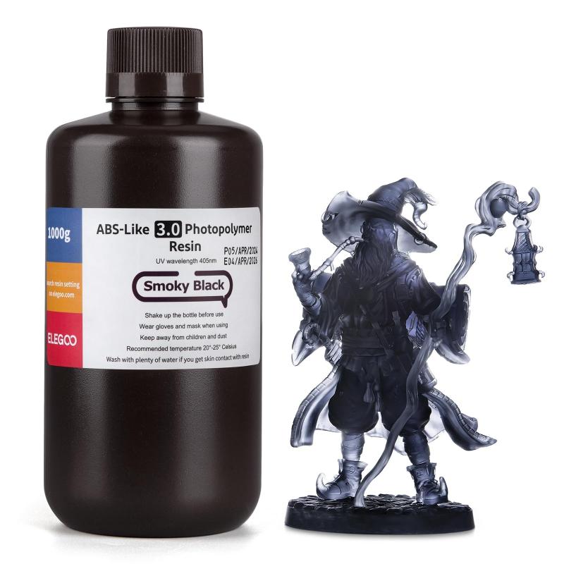 ABS-Like 3Dプリンター樹脂3.0、405nm UV硬化フォトポリマー樹脂 火星 土星 木星 LA DLP LCD 3Dプリント 強度と靭性、高精度、低粘度、スモーキーブラック 1000g高強度・靭性のABSライク樹脂3.0は、高強...