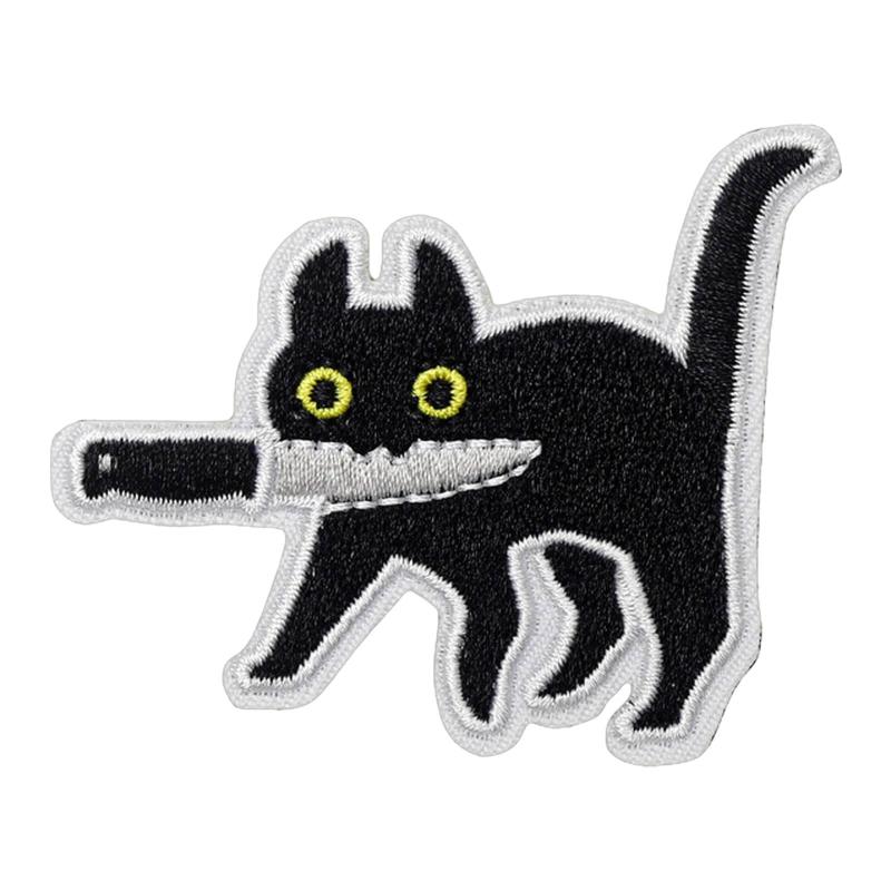 アサシン ブラックキャット ナイフ ファニー キュート ベルクロ ワッペン 刺繍 ワッペン サバゲー ミリタリー ワッペン マジックテープ バッグ 帽子 アウトドア対応✅ 高品質な刺繍ワッペン：精密で美しい刺繍と補強された縁取りにより、長く...