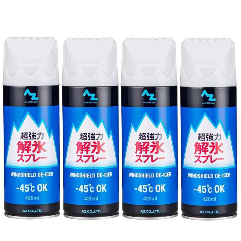 AZ(エーゼット) 超強力 解氷スプレー 420ml(AW764)×4本 DE-ICER/フロントガラス、ミラー、鍵穴などの解氷 SE427用途:自動車のフロントガラス・ミラー、鍵穴、ヘッドライト、ワイパーなどの解氷自動車のガラス面の解氷ス...