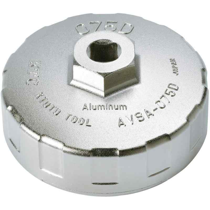京都機械工具(KTC) カップ型 オイルフィルターレンチ AVSA-075D●差込角(sq)：9.5●内寸(φmm)：74.7、外径(φmm)：82、厚み(mm)：37.5●形状：15角●重量(g)：120