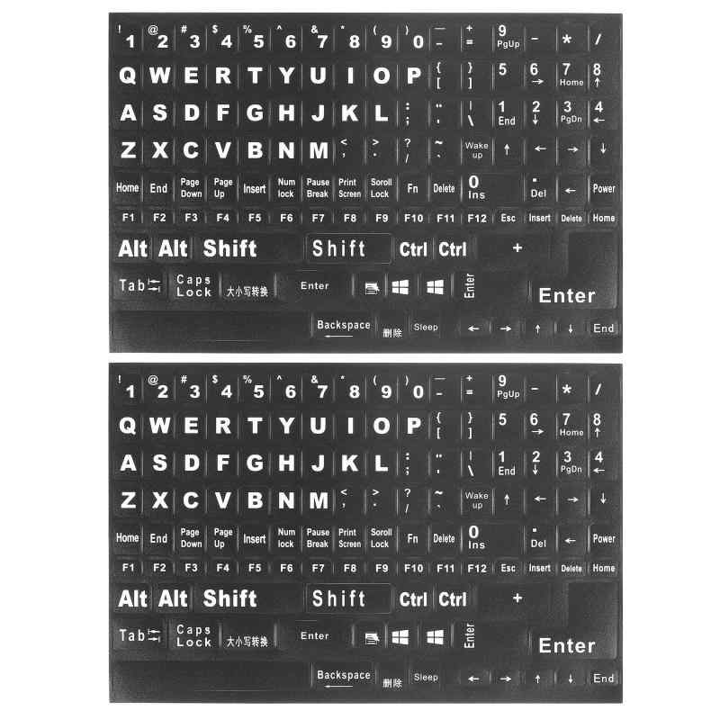英語キーボードステッカー 2個 ユニバーサルキーボード 交換 ノート デスク コンピューター用カバー スタイル5 ブラック背景 ホワイトレタリングカラー：ブラック、ホワイト; 素材:PVC; 適合:ユニバーサルキーボード; シングルキーボー...