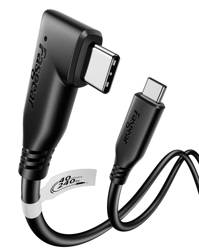 USB4 ケーブル l字 1m 40Gbps 高速転送 240W 急速充電 USB-C &amp; USB-C 8K@60Hz ビデオ出力 Thunderbolt 4 / 3 / USB4 対応 TPE素材 タイプC ケーブル Mac-Bo...