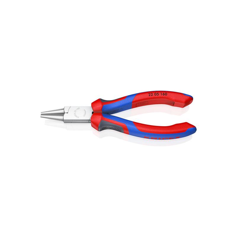 クニペックス KNIPEX 2205-160 丸ペンチ口先の長さ(mm):30ジョイント部の幅(mm):18口先先端の厚さ(mm):3.0ジョイント部の厚さ(mm):9.5全長(mm):160