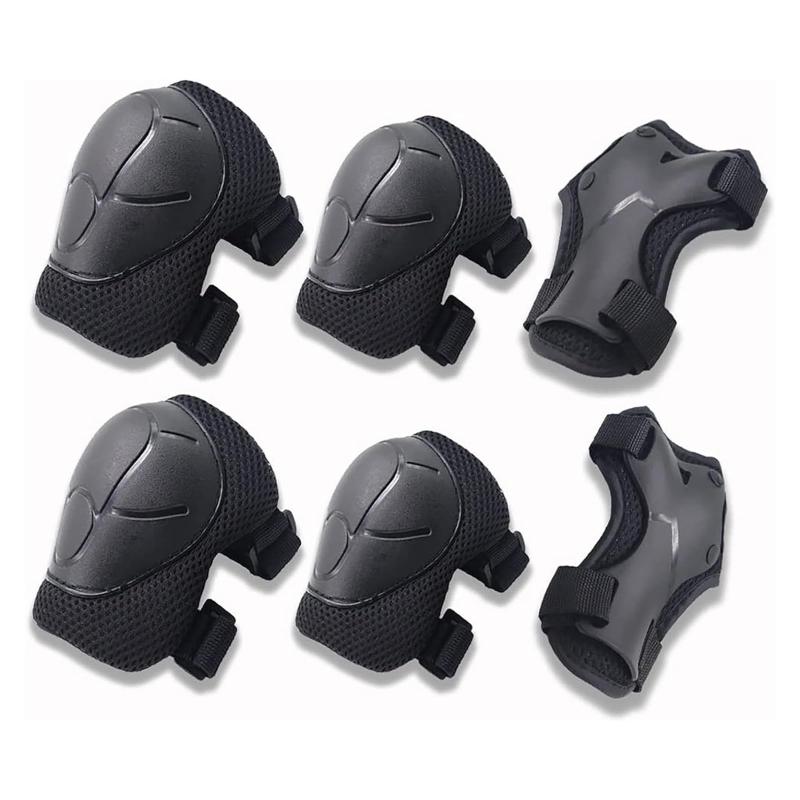 膝パッド 子供 肘パッド 手のひら キッズ リストガード 6点セット 腕パッド ひざサポーター 手首用サポーター 保護具厚手 怪我防止 耐衝撃 膝当て 快適 吸汗 通気性 耐磨損 スクーター 自転色・サイズ色：ブラック。肘：約22*11cm...