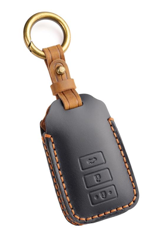 トヨタ 車用 本革 スマートキー用カバー 200系 ハイエース/レジアスエース/ポルテ/スペイドなどレザー製 スマートキーケース 専用設計 キーホルダー (ブラック(3つボタン))適合車種例トヨタハイエース HIACE 200系 (2013...