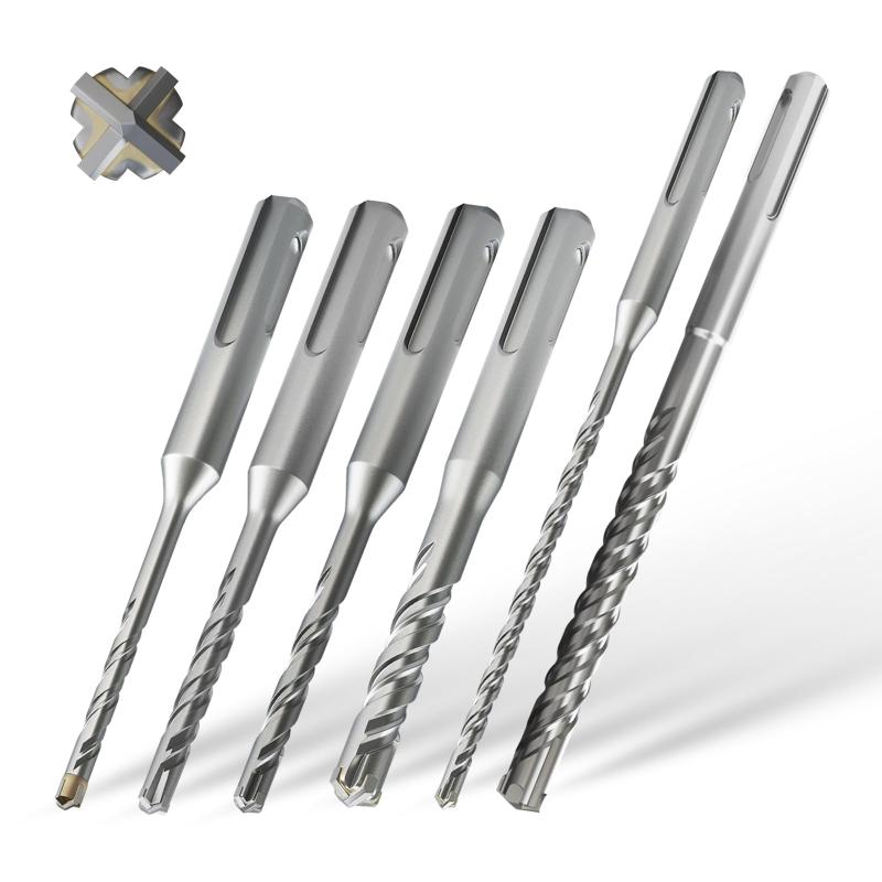 6本セットコンクリートドリル クロスヘッドデザイン プロ用超硬(SDSプラスシャンク) 4, 5.5, 6, 8.5(110 mm),4,10.5(160mm) ドリルビット，石材、コンクリート、自然石、レンガ壁への穴あけに最精密位置決めク...