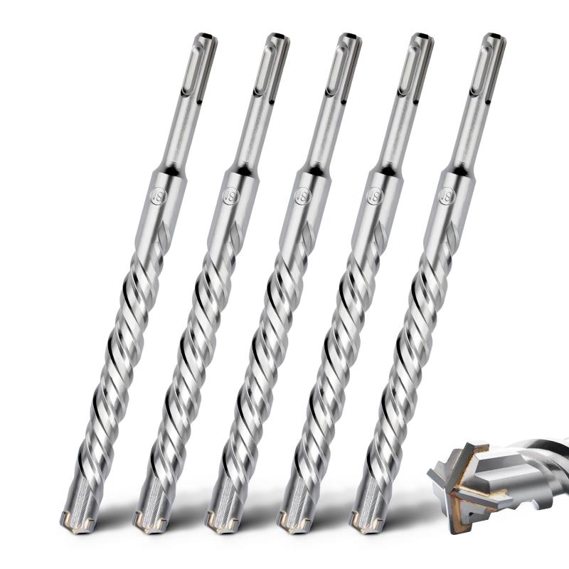 5本セット SDSプラスシャンク コンクリートドリル,ハード合金ドリルヘッド,掘削コンクリート、セメント、石、レンガのために(20x210mm)コンクリートドリル：すべてのSDSプラスシャンク回転ハンマビットに適用されます。直径4mm-40...