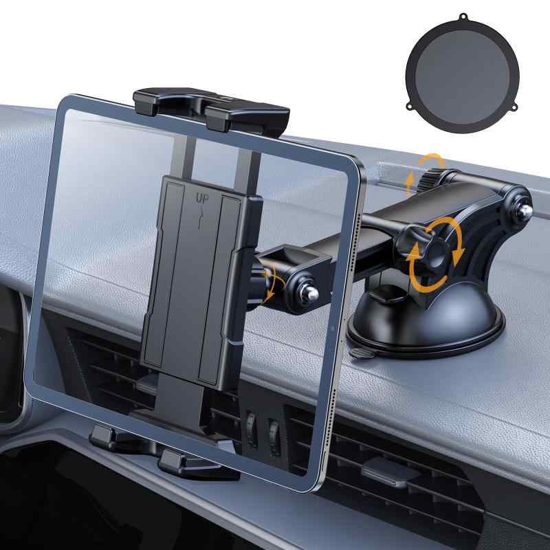 タブレットホルダー 車載 タブレットスタンド スマホホルダー 吸盤式 広い可動域 5.4-10.5インチiPad/galaxy tab/Kindle、iPhone＆Androidなど機種に対応 ipad車載ホルダー