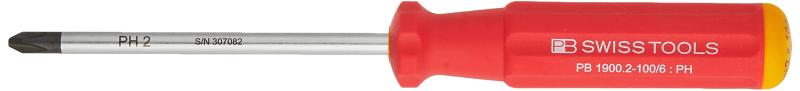 ピービースイスツールズ(PB Swiss Tools) ピービースイスツールズ スイスグリップクラシック プラスドライバー #2mm 全長205mm 1900.2-100/6グリップ：スイスクラッシックサイズ：#2、軸長100mm、全長20...